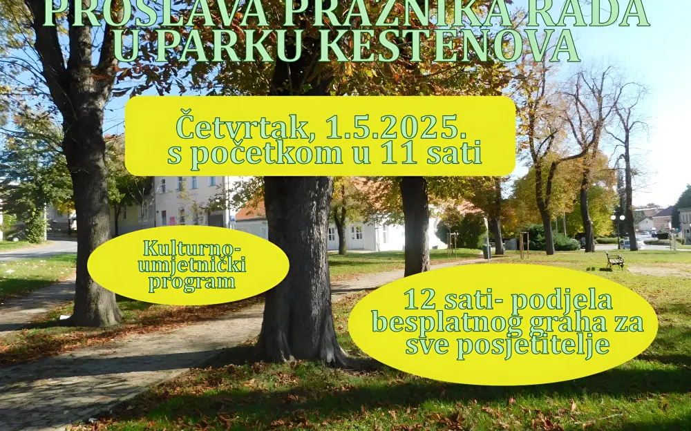 Najava: Proslava Praznika rada u Parku Kestenova - Kutina - Grad ...